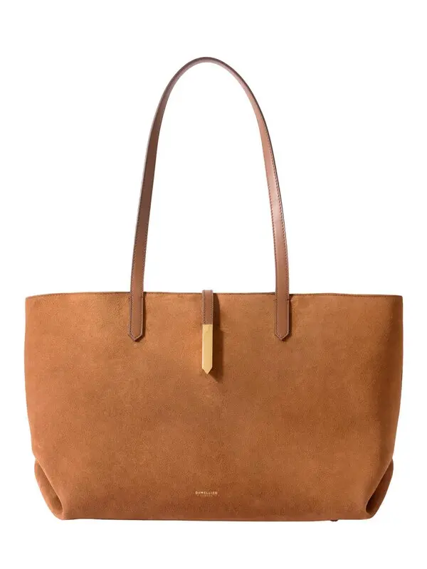 DEMELLIER Tokyo Leather-trimmed Suede Tote - Brown