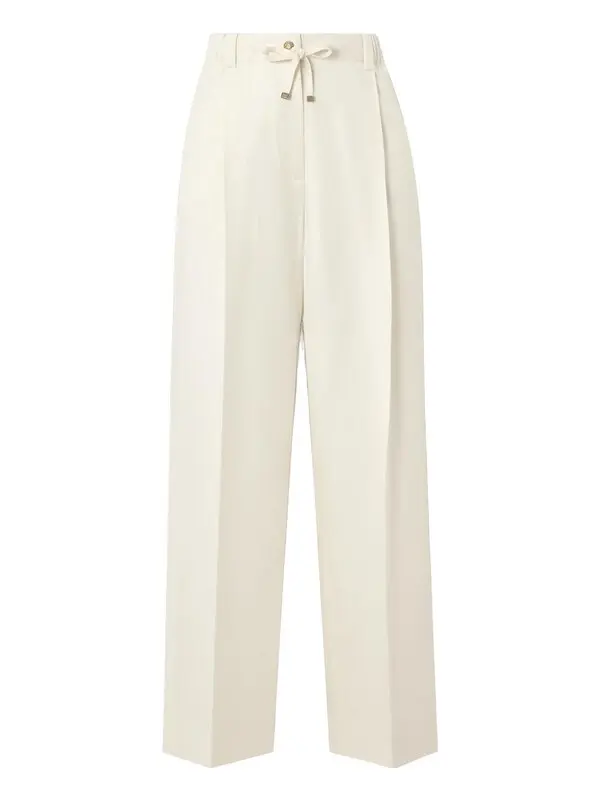 Moncler Pleated Wool-gabardine Wide-leg Pants - Cream
