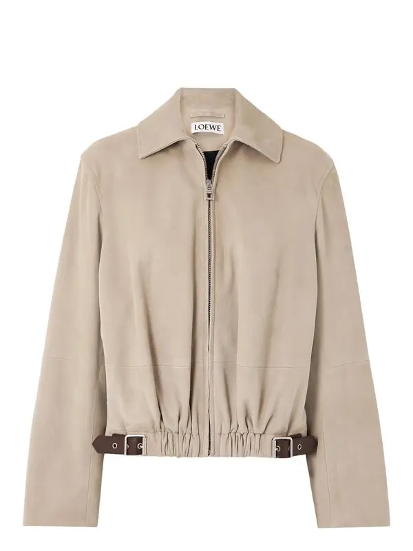 Loewe Buckle-embellished Suede Jacket - Neutrals