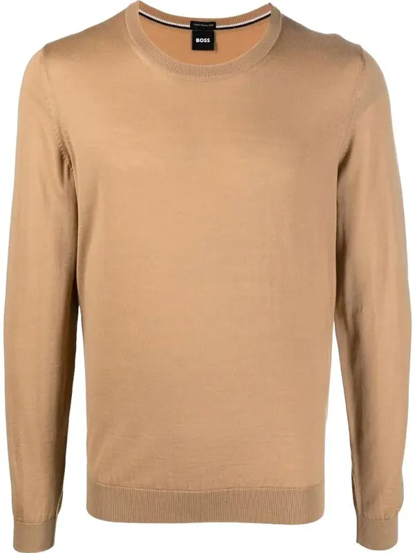Hugo Boss Crew-neck Slim-fit Sweater - Beige