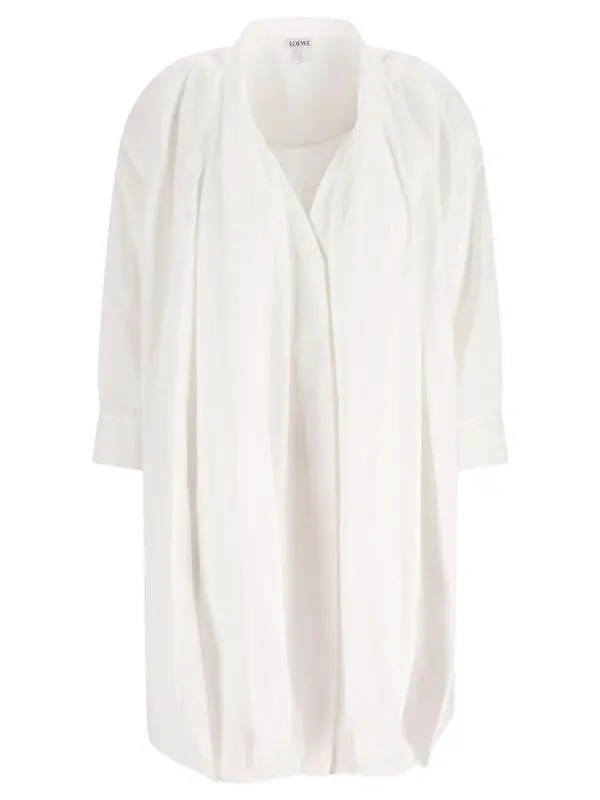Loewe Cotton Draped Dress - White