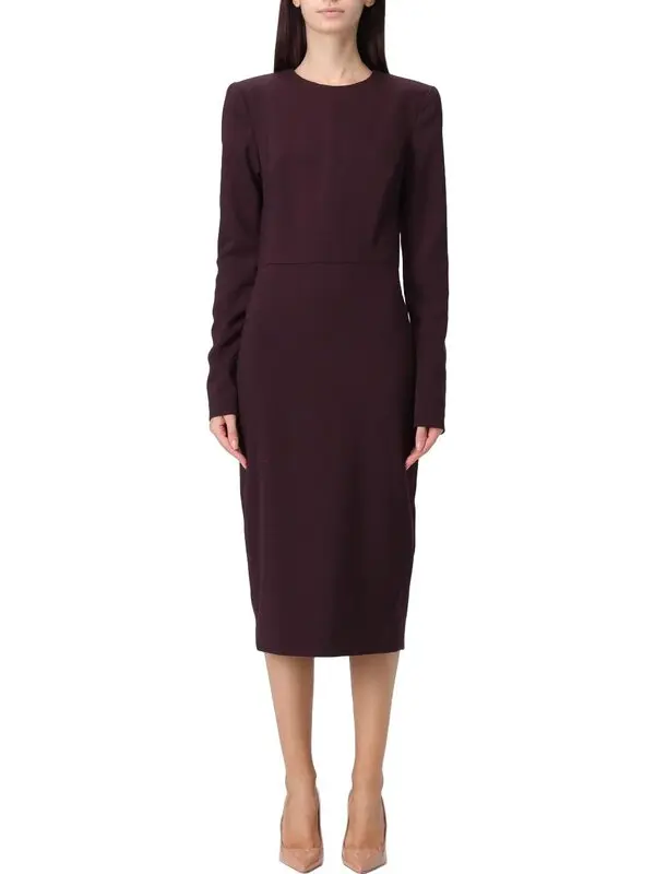 Victoria Beckham Long Sleeve Dress - Mahogany