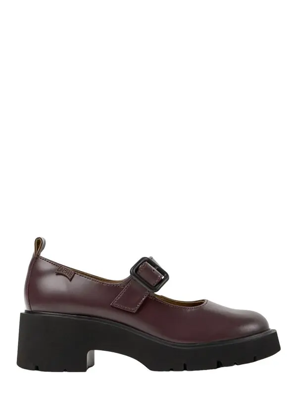 Camper Pumps With Buckle - Burgundy