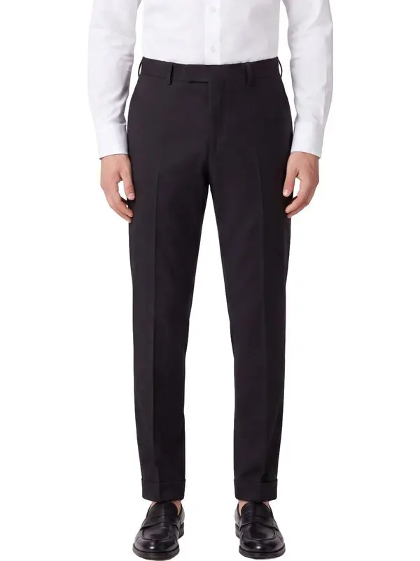 PT TORINO Pleated Slim Fit Tailored Trousers In Virgin Wool - Black