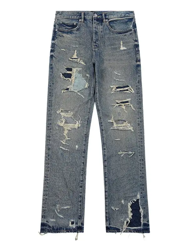 PURPLE BRAND Dirty Repair Blowout Denim - Blue