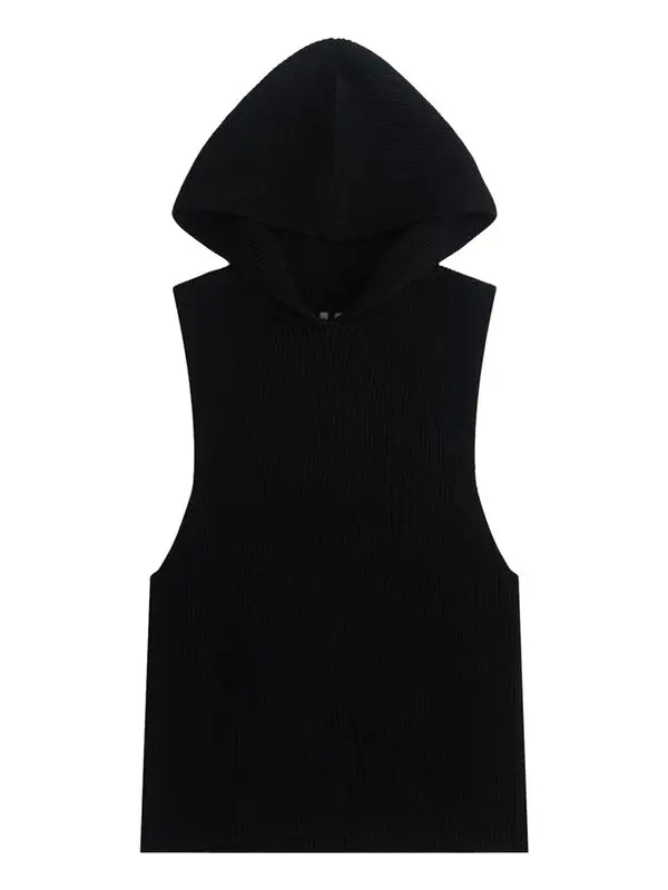 Rick Owens Maglia Hooded Tank Top - Black