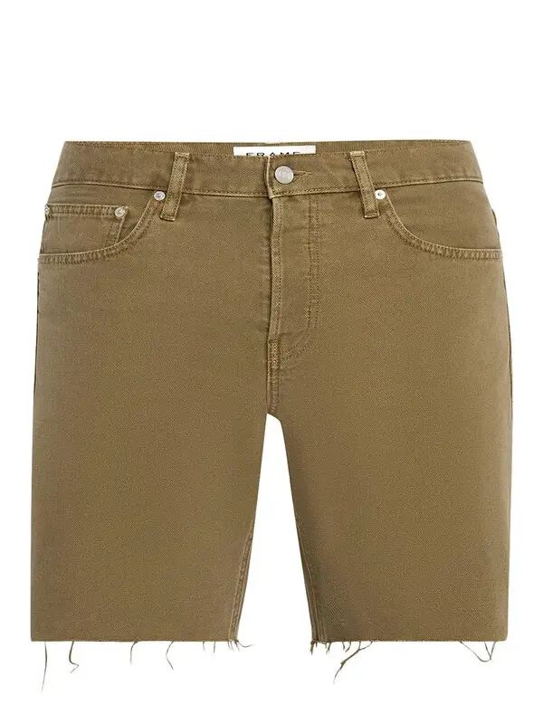FRAME Relaxed Raw Hem Shorts - Brown