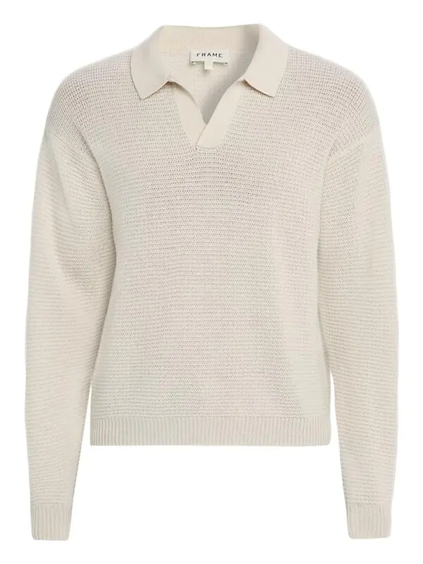 FRAME Knit Johnny Collar Sweater - Warm White