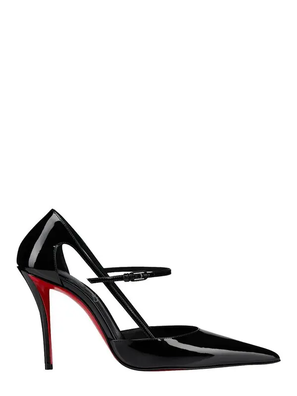 CHRISTIAN LOUBOUTIN Patent Leather Pumps With Ankle Strap - Black