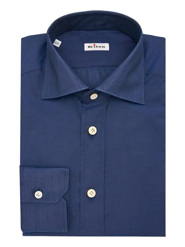 Kiton Cotton Point-collar Dress Shirt - Blue