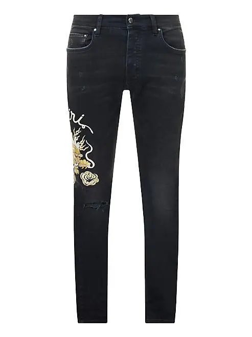Amiri Tapered-leg Stretch-denim Blend Jeans - Dusk Black