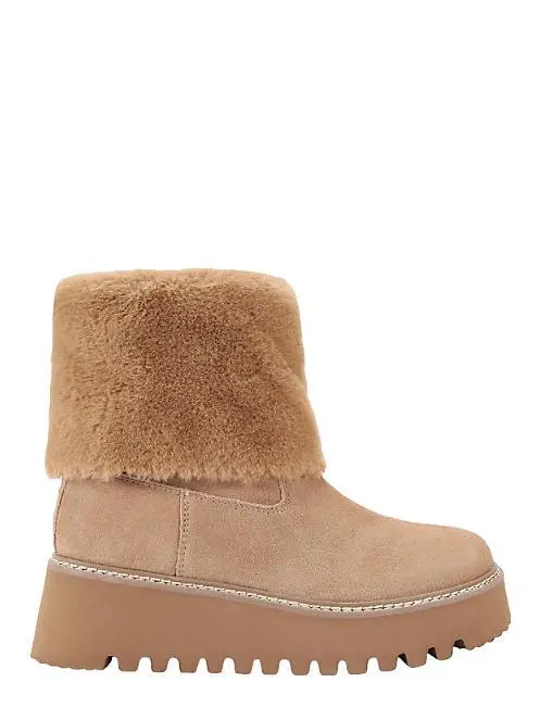 Kurt Geiger Toon Flat Suede Ankle Boots - Camel/oth