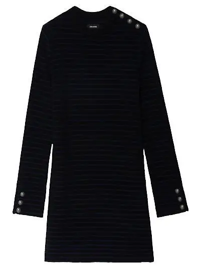Zadig&Voltaire Striped Knitted Wool And Cashmere Mini Dress - Black