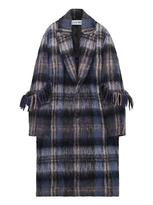 Loewe Long Checked Coat - Blue/multicolor