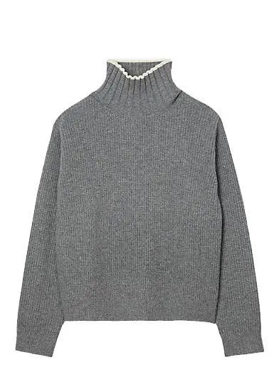 Sandro Ribbed Wool And Cashmere-blend Jumper - Grey