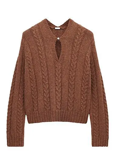 Loewe Keyhole Cable-knit Wool Jumper - Brown