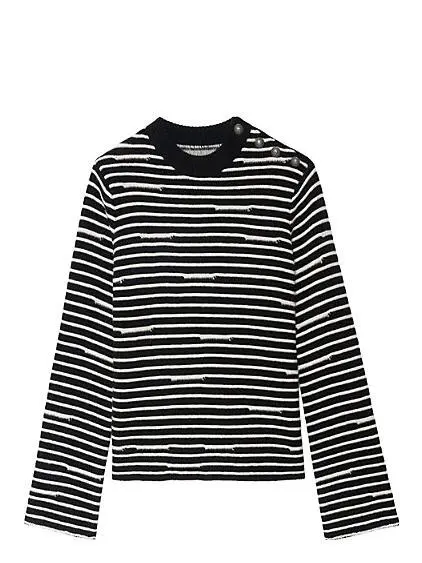 Zadig&Voltaire Striped Knitted Wool And Cashmere Jumper - Black
