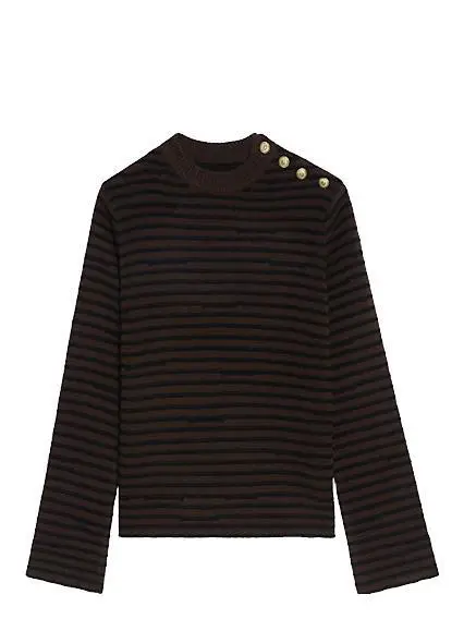 Zadig&Voltaire Striped Knitted Wool And Cashmere Jumper - Dark Chocolate