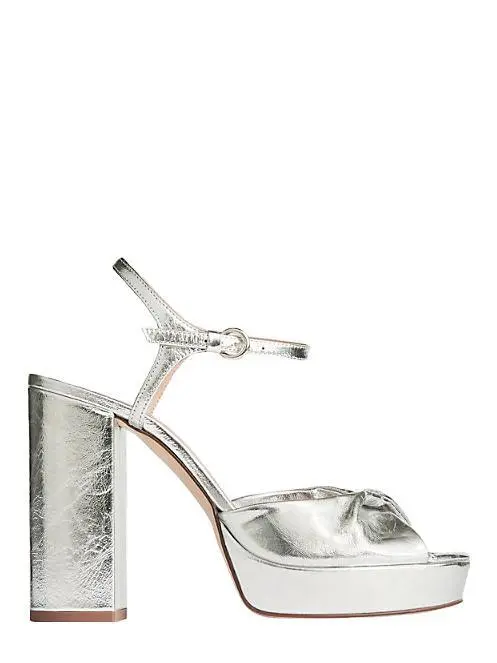 LK BENNETT Rosa Leather Platform Sandals - Met-silver