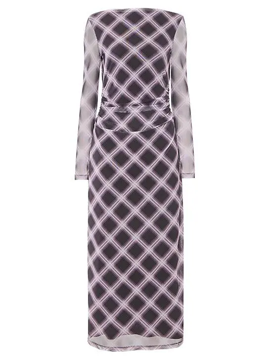 Whistles Check Mesh Midi Dress - Multi-coloured