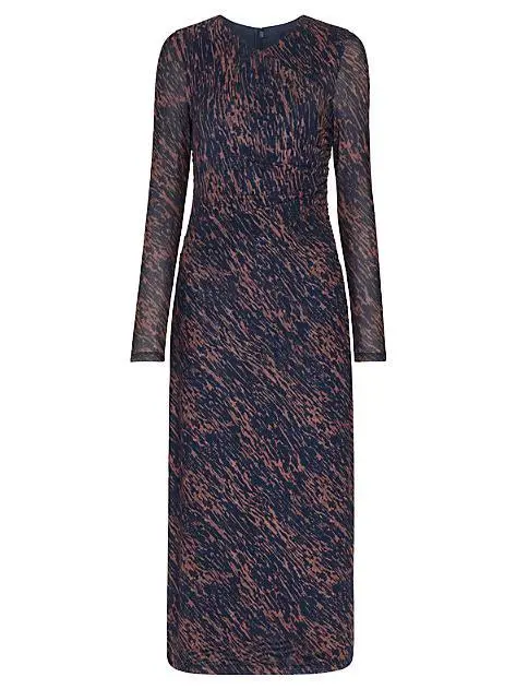 Whistles Abstract Marks Mesh Midi Dress - Blue