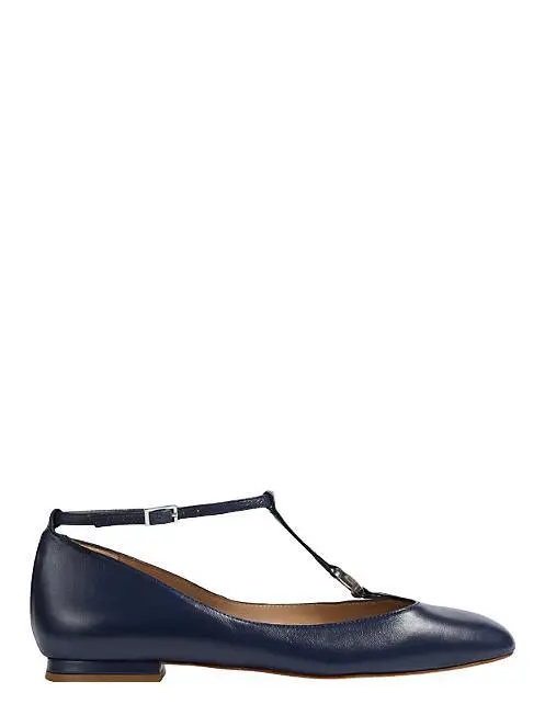 LK BENNETT Minna Leather Mary Jane Flats - Blu-navy