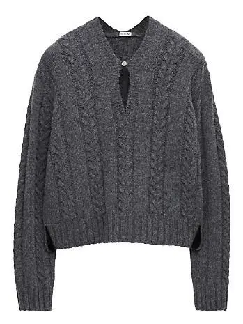 Loewe Keyhole Cable-knit Wool Jumper - Grey