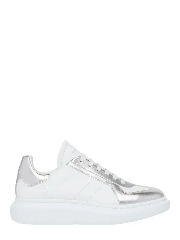 Alexander McQueen Leather Low-top Sneakers With Metallic Trim - Dark Grey
