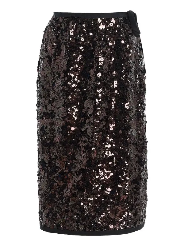 Prada Sequined Midi Skirt - Burgundy