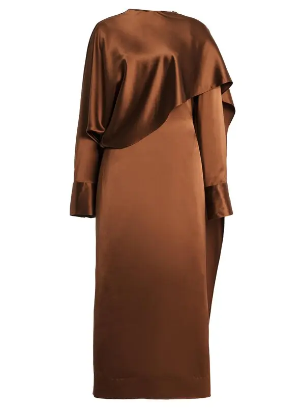 HEIRLOME Carmen Silk Maxi Cape Dress - Tan