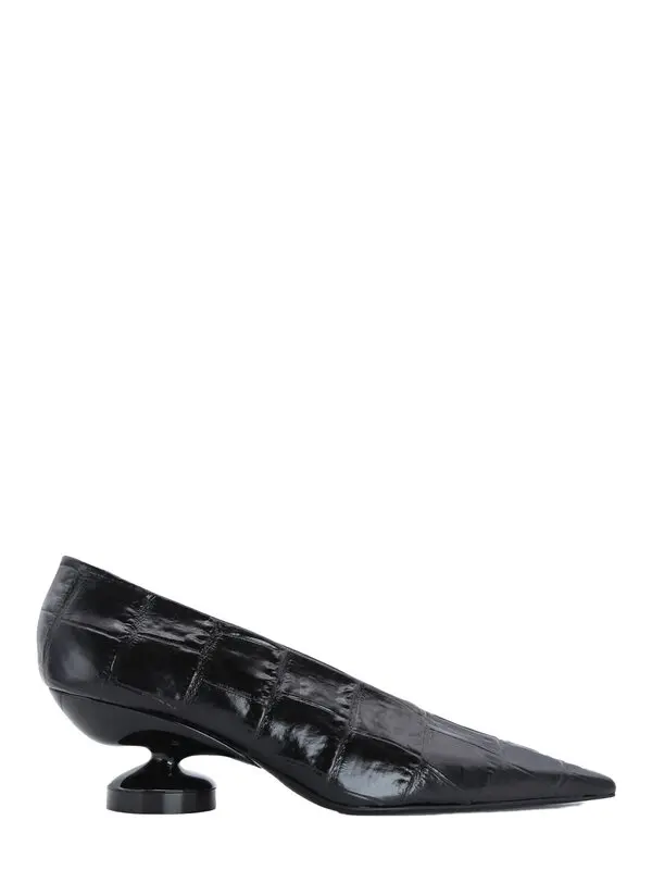 LUCASHEVA Exclusive Sophia Croc-effect Leather Pumps - Black
