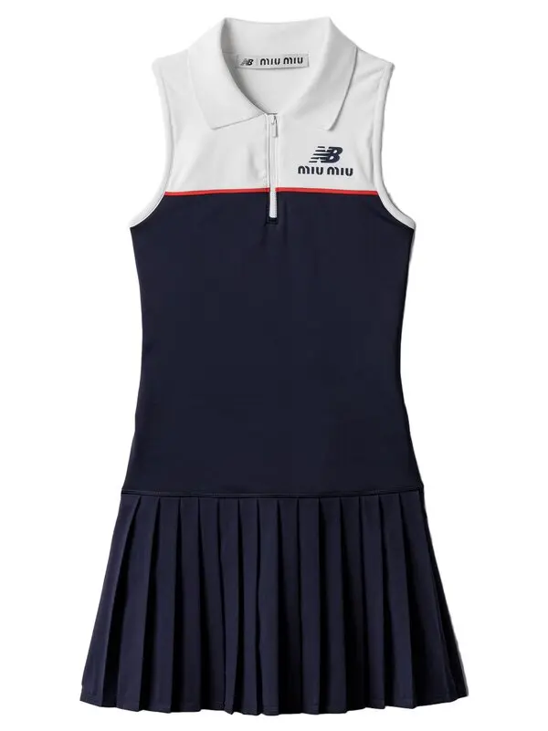 Miu Miu Stretch Technical Jersey Dress - Baltic Blue/white/red