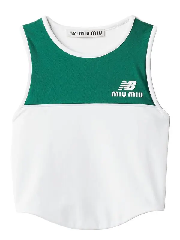 Miu Miu Stretch Technical Jersey Top - White/green/sky