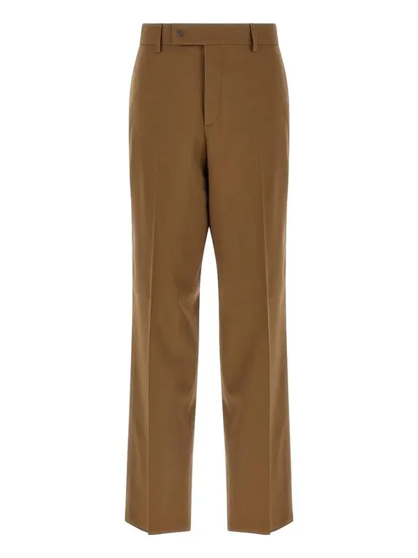 Fendi Gabardine Wool Trousers - Brown