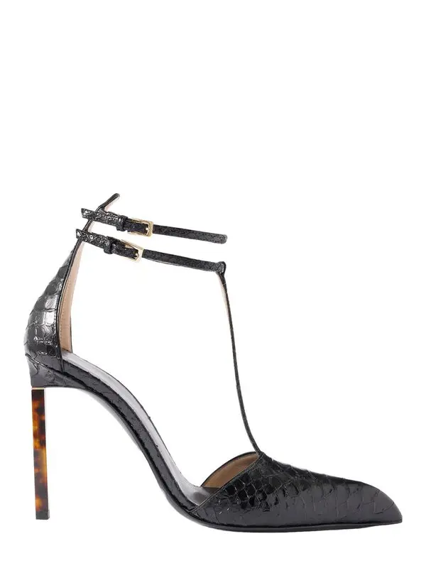 TOM FORD Snake-effect Leather Pumps - Black
