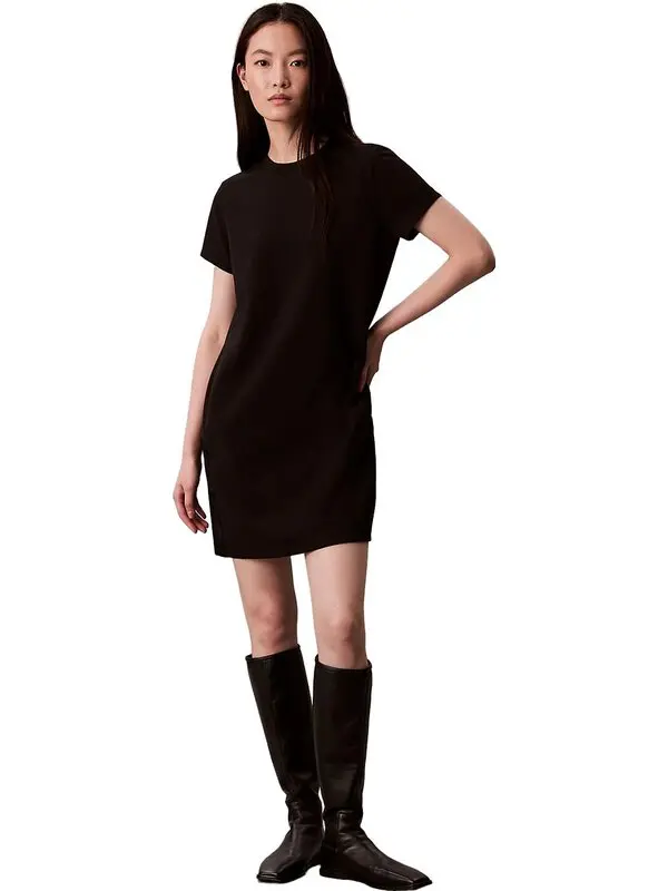 Calvin Klein Mixed Media Mini Shift Dress - Black