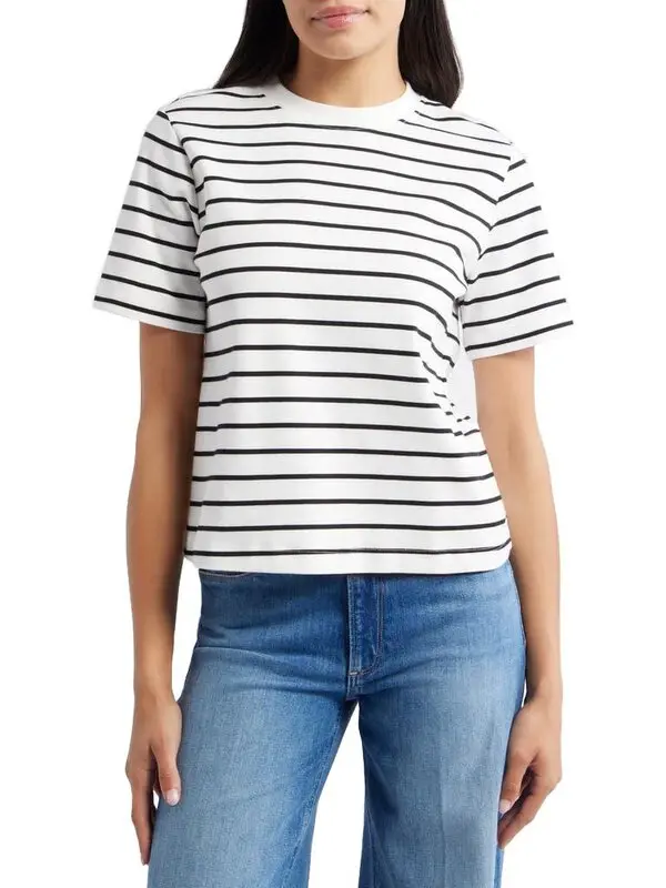 MAVI Striped Cotton Crewneck T-shirt - Black White Stripe
