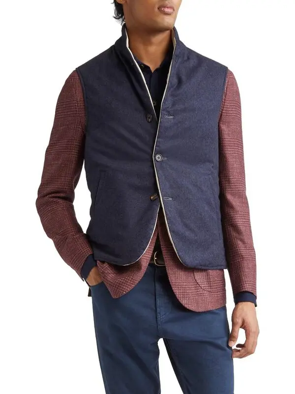 Eleventy Reversible Technical Vest - 11-02 Blue And Sand