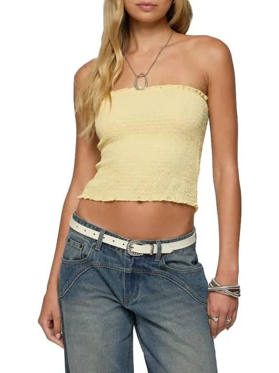 EDIKTED Emmet Smocked Tube Top - Yellow