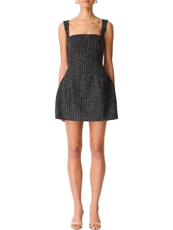 ELLIATT Galadirel Check Tweed Mini Dress - Black