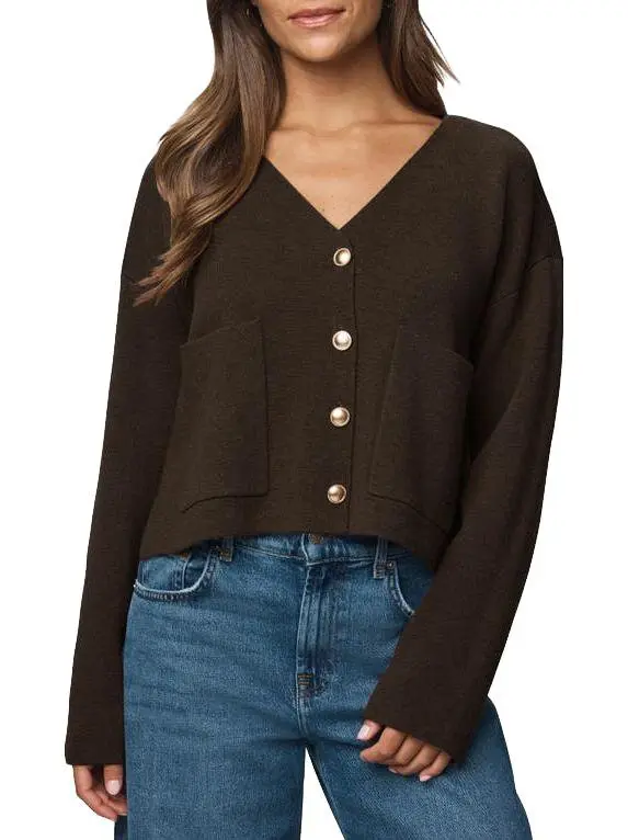 Splendid Libby Crop Cardigan - Soft Chocolate Brown