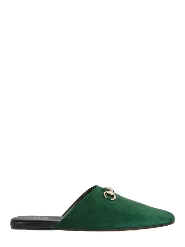 Gucci Horsebit Suede Mules - Green