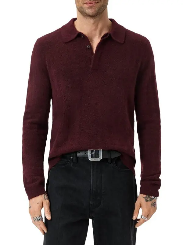 John Varvatos Macra Cashmere & Cotton Polo - Merlot