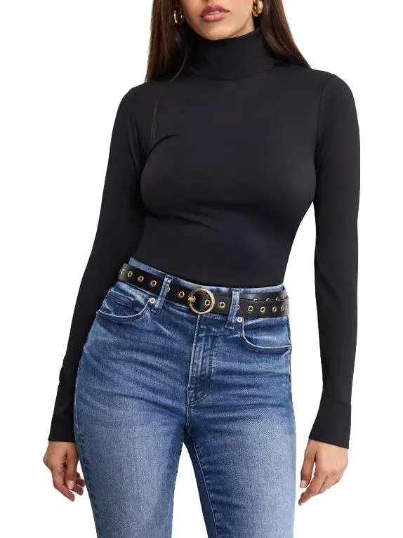 Good American Weightless Turtleneck Top - Black001