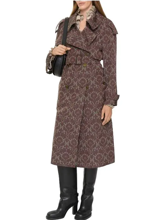 Burberry Long Baroque Viscose Blend Fitzrovia Trench Coat - Duchess Red