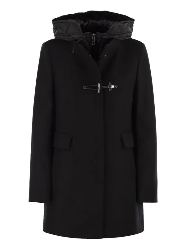 FAY Toggle Coat In Wool Cloth - Black