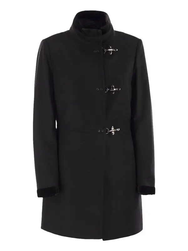 FAY Virginia Wool Blend Cloth Coat - Black