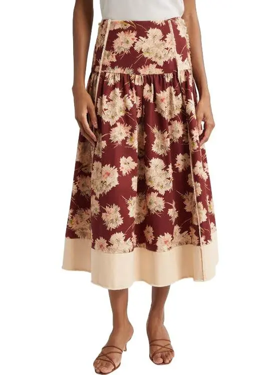 Cinq À Sept Mae Bouquet Fray Maxi Skirt - Wineberry Multi