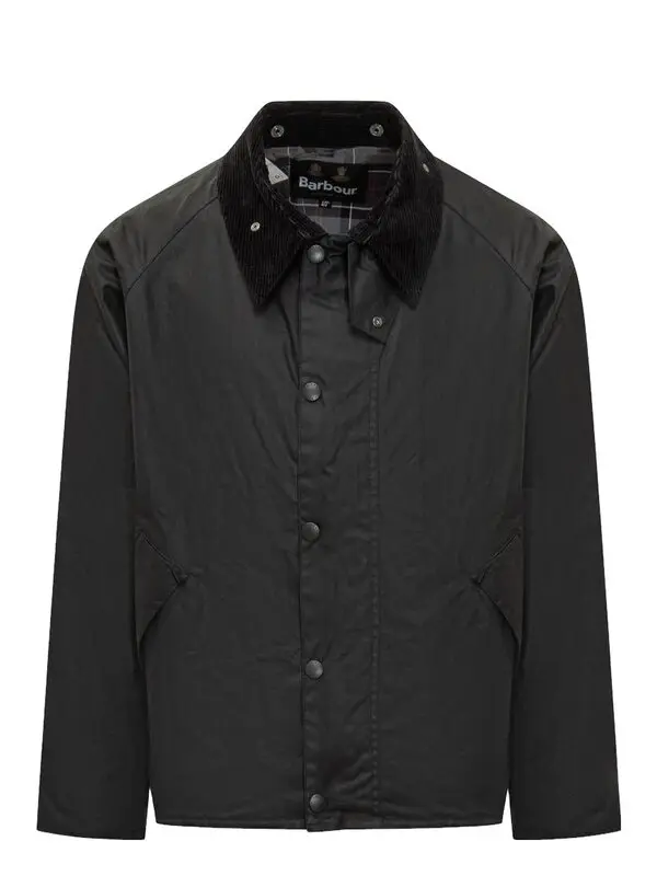 Barbour Waxed Jacket With Velvet Collar - Black