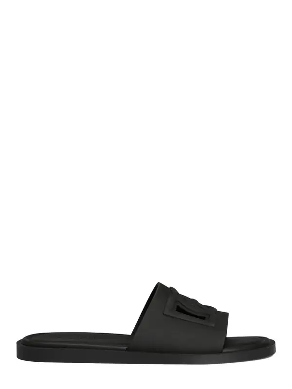 Dolce & Gabbana Rubber Beachwear Slides - Black